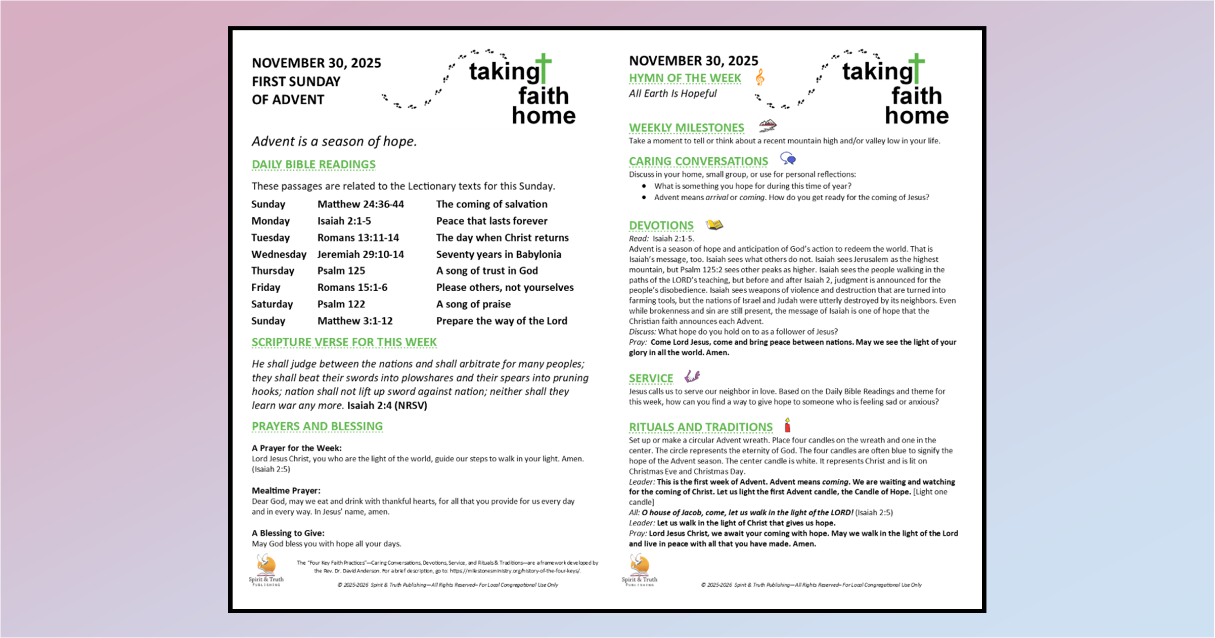 Taking Faith Home (RCL): Weekly Faith-at-Home Resources – Spirit ...